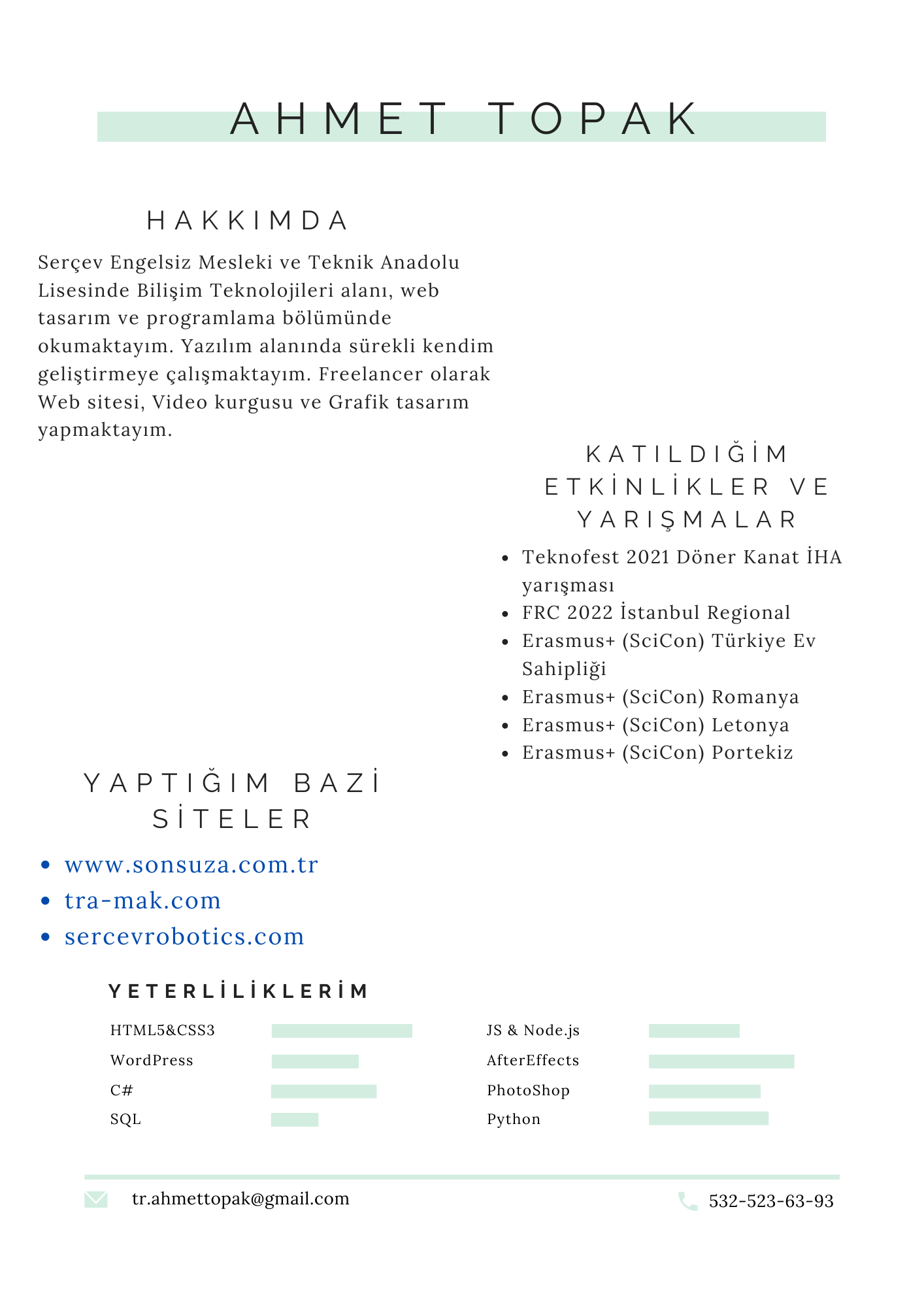 Ahmet TOPAK -- Web & Mobile Developer